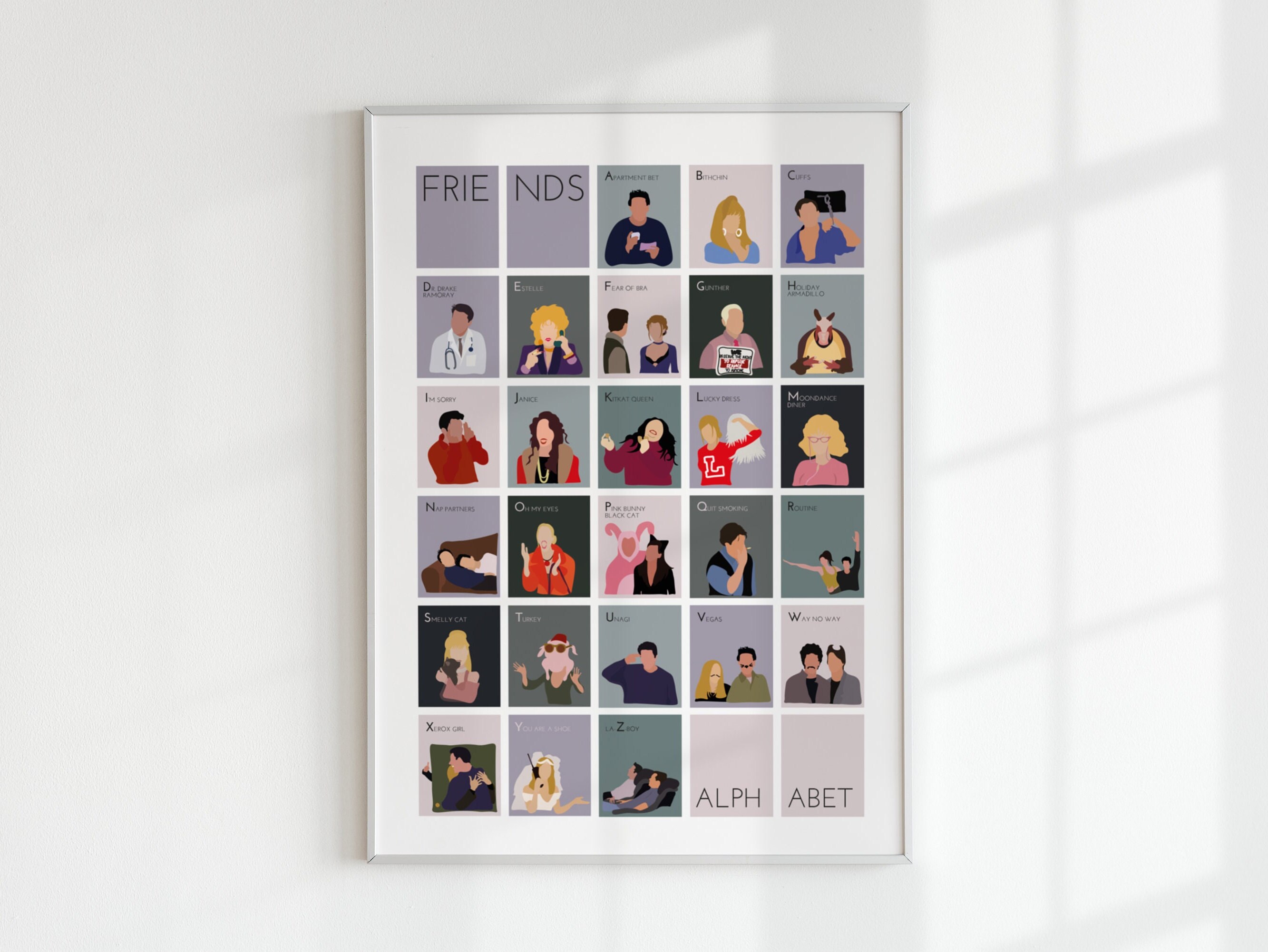 Abc's of Friends TV Show Alphabet Poster Friends Digital Art Print ...