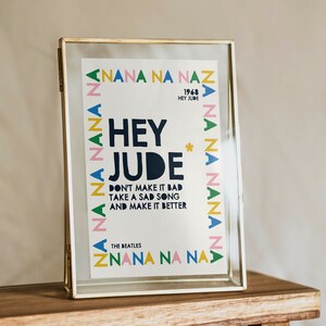 Hey Jude Lyrics Poster: Colorful Rock Music Art - Etsy