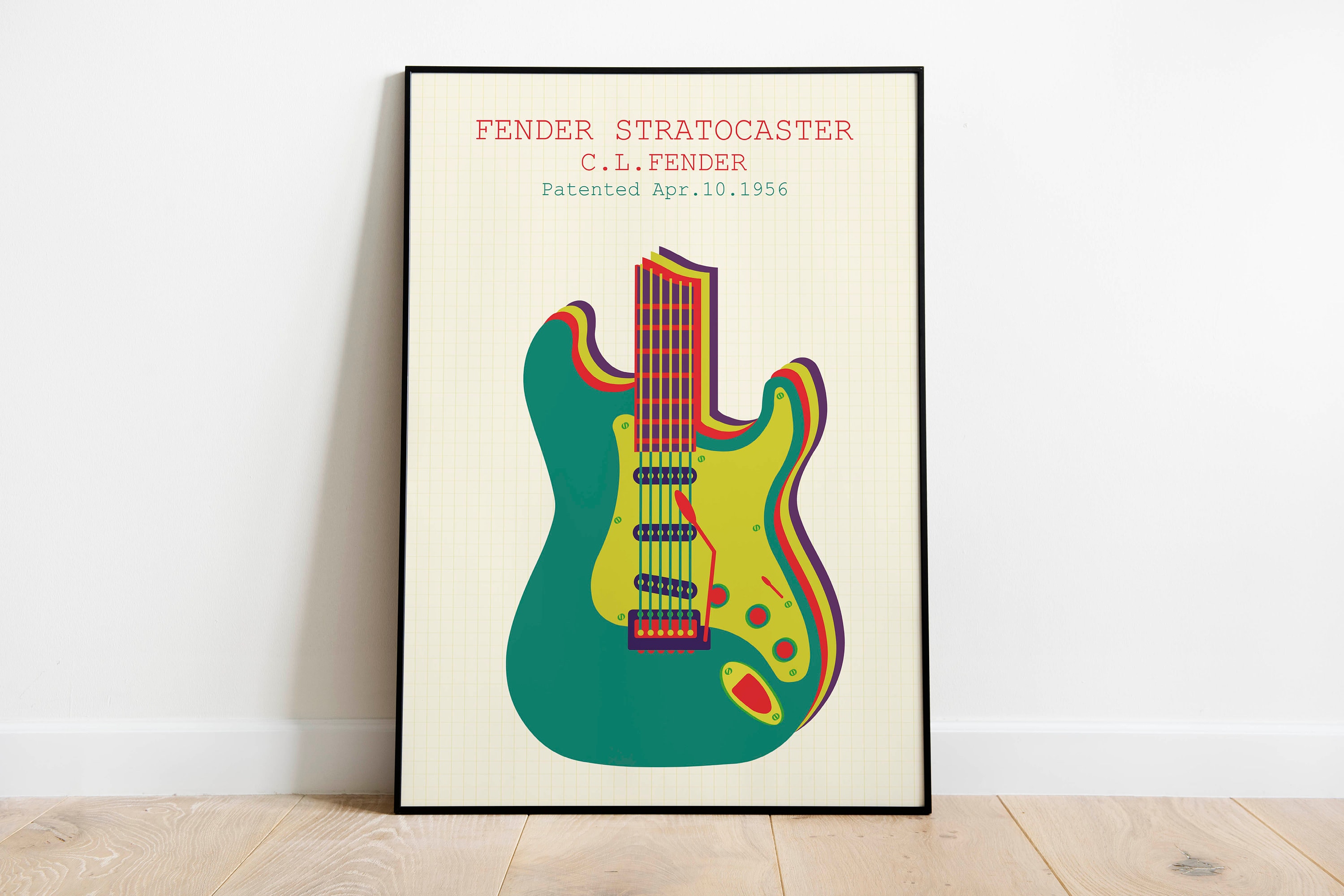 Fender Guitar Wall Art, Vintage Guitar Poster, Guitar Player Gift ...