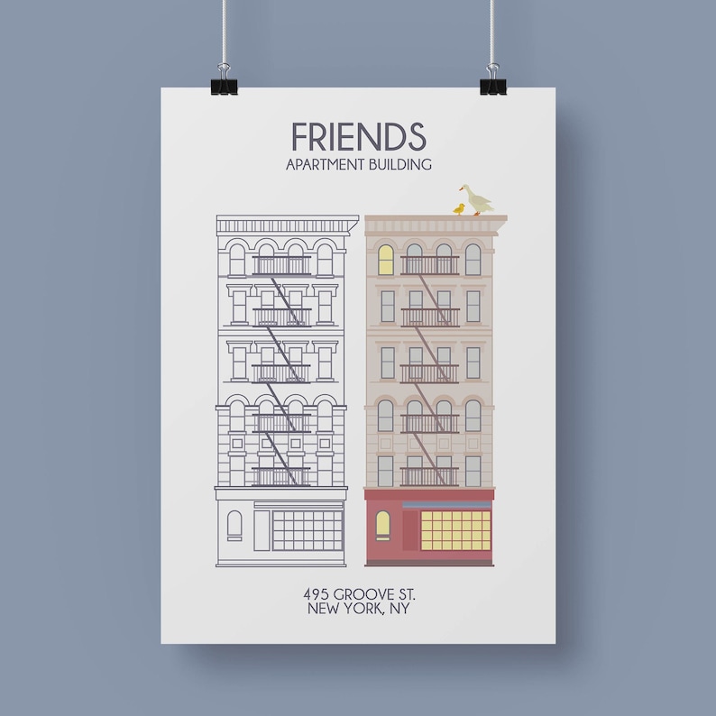 Friends TV Show Poster, Monica, Rachel, Chandler and Joey's Apartment ...