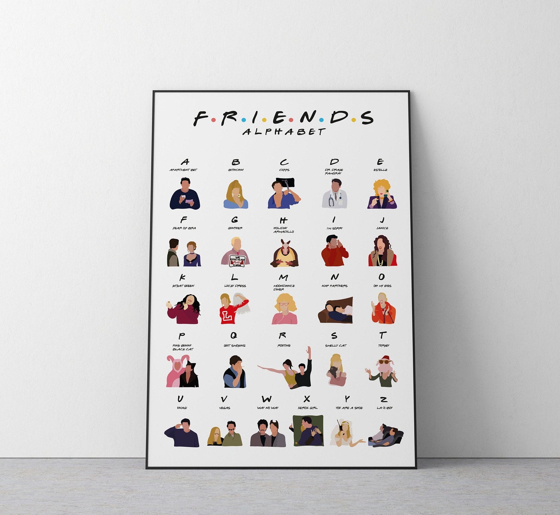 Friends TV Show Alphabet Poster