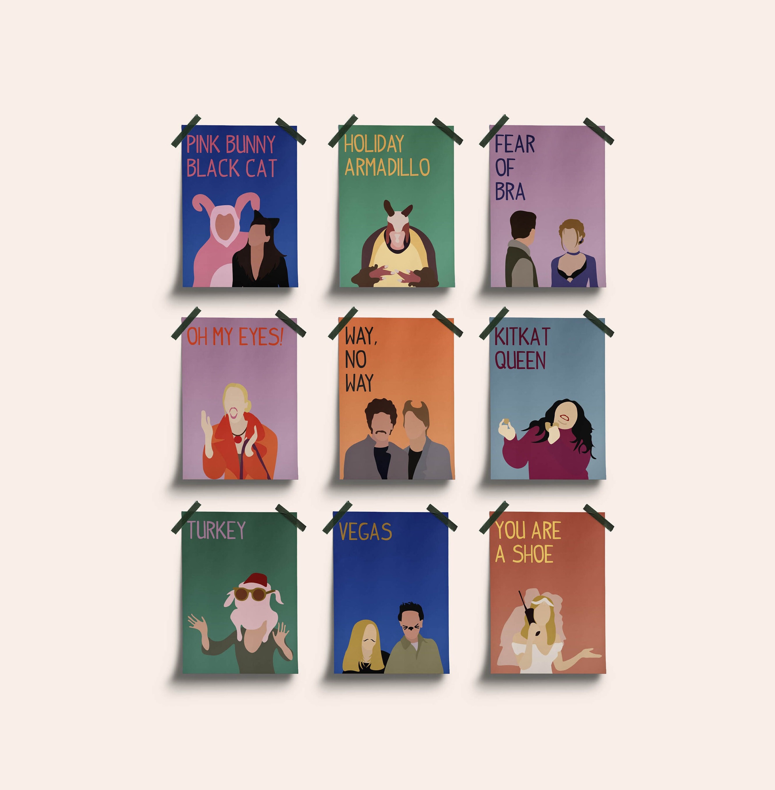 Set of 9 Friends TV Series Poster, Friends Colorful Digital Prints ...