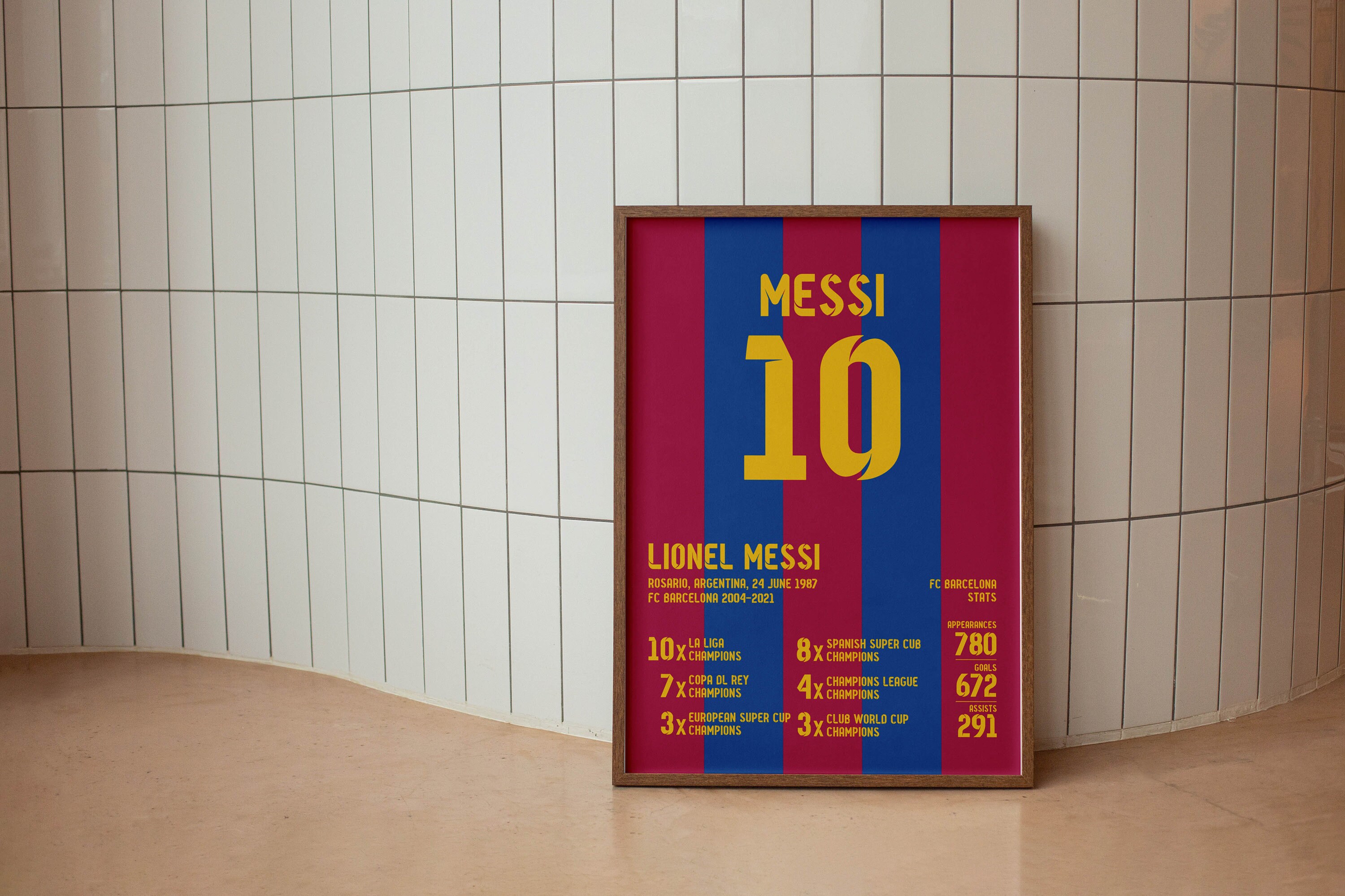 Lionel Messi FC Barcelona Stats Football Print, Messi Digital Print ...