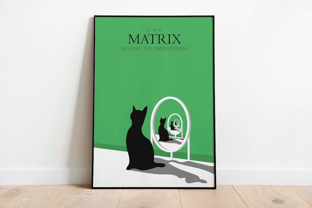 The Matrix Movie Poster, Black Cat Illustration, Wall Art Sci Fi ...