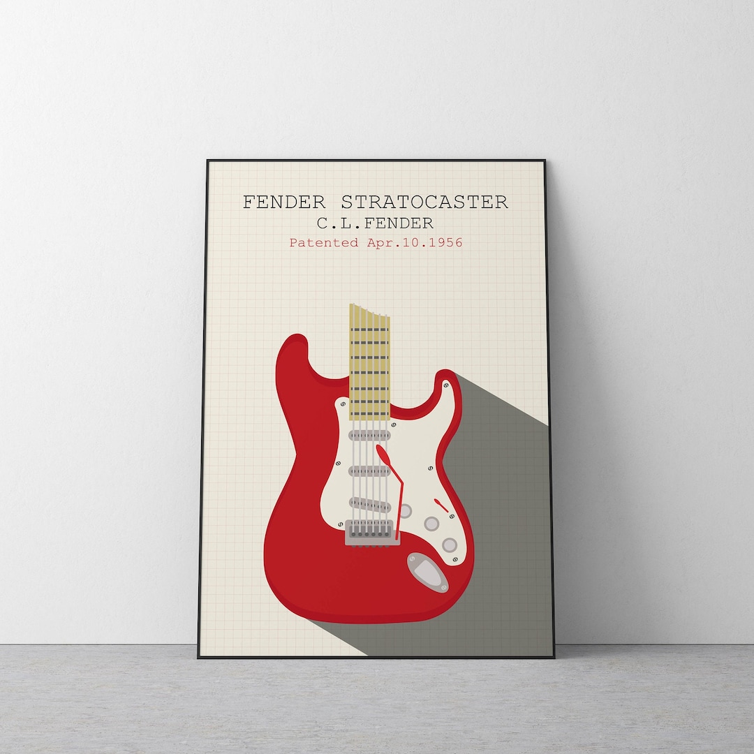 Fender Guitar Wall Art, Retro Guitar Poster, Guitar Player Gift ...