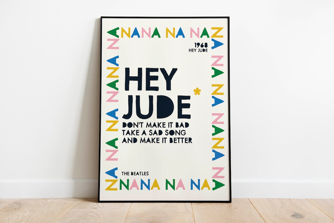 Hey Jude Lyrics Poster: Colorful Rock Music Art - Etsy