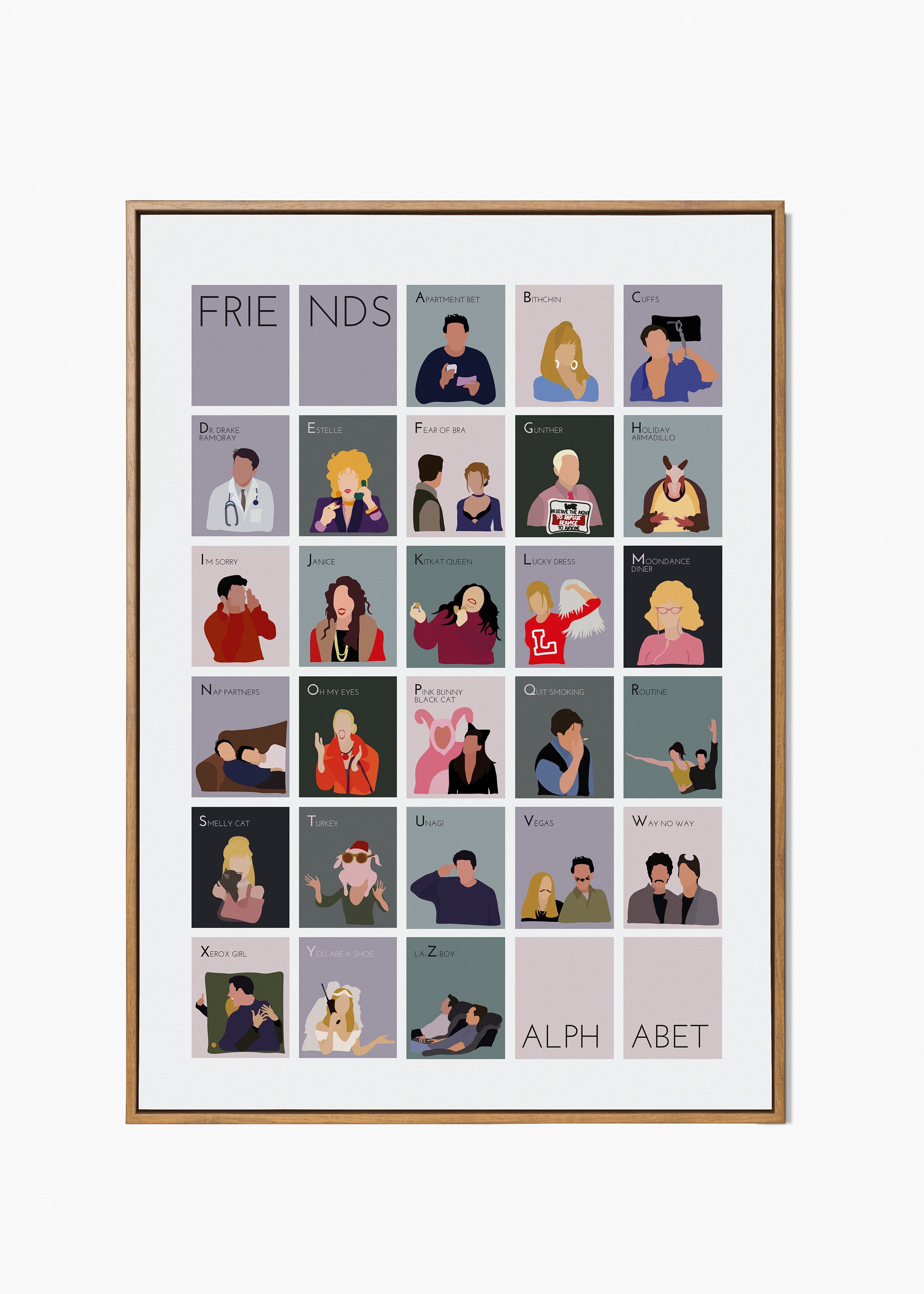 Abc's of Friends TV Show Alphabet Poster Friends Digital Art Print ...