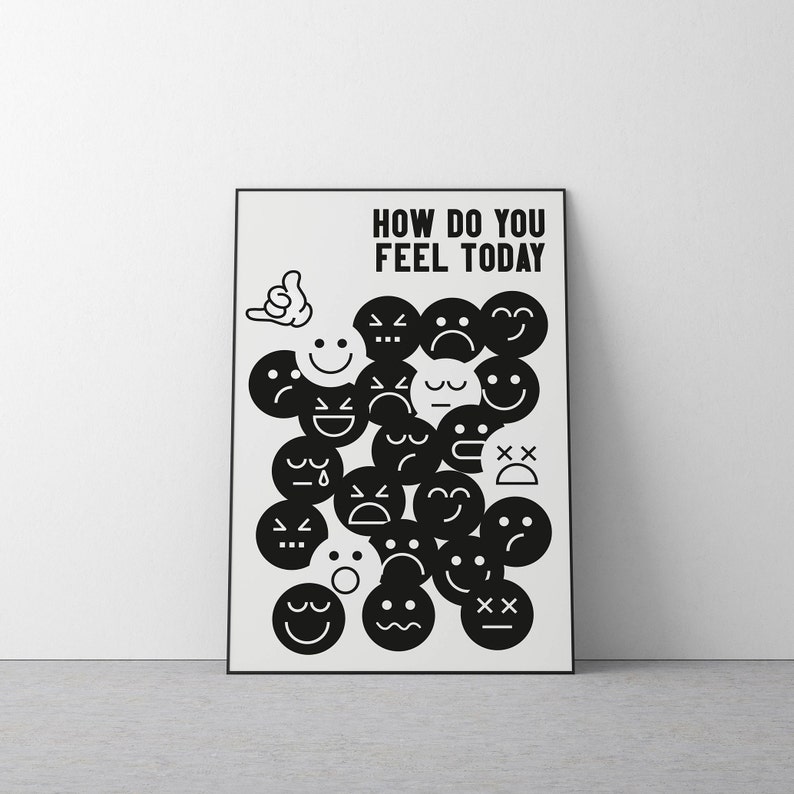Digital Feelings Poster Mental Health Feelings Chart Mood Chart Print ...