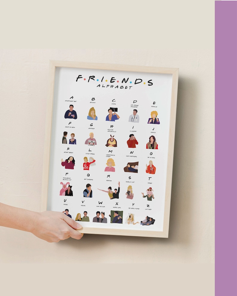 Friends TV Show Alphabet Poster Digital Download Abc's of Friends ...