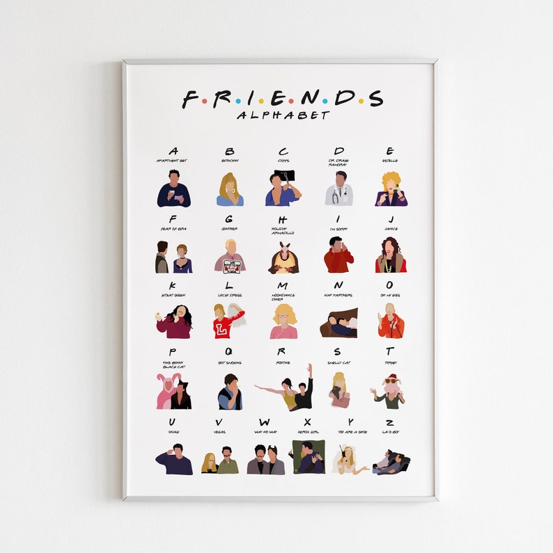 Friends TV Show Alphabet Poster Digital Download Abc's of Friends ...