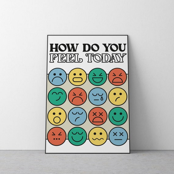 Digital Feelings Poster Mental Health Feelings Chart Mood - Etsy