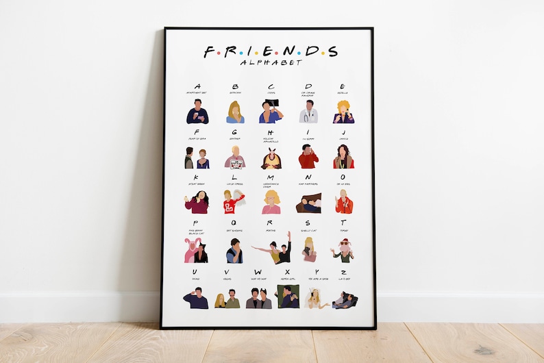 Friends TV Show Alphabet Poster Digital Download Abc's of Friends ...
