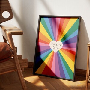 Love is Love Poster, LGBTQ Pride Retro Wall Art, Colorful Rainbow Print ...