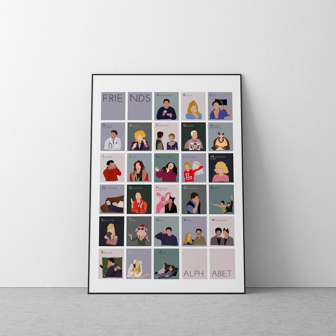Abc's of Friends TV Show Alphabet Poster Friends Digital Art Print ...