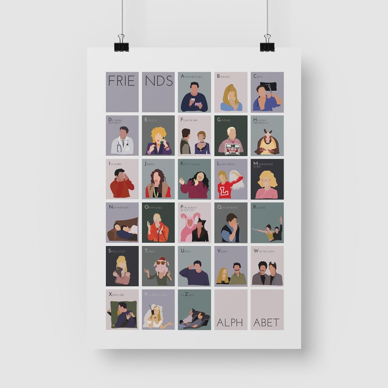 Abc's of Friends TV Show Alphabet Poster Friends Digital Art Print ...