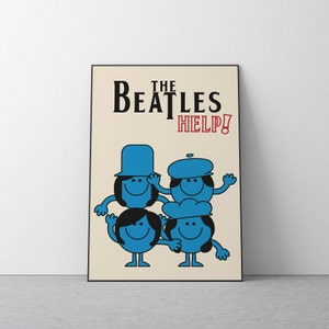 The Beatles Help Album Inspired Print, Retro Vintage Music Art Poster ...