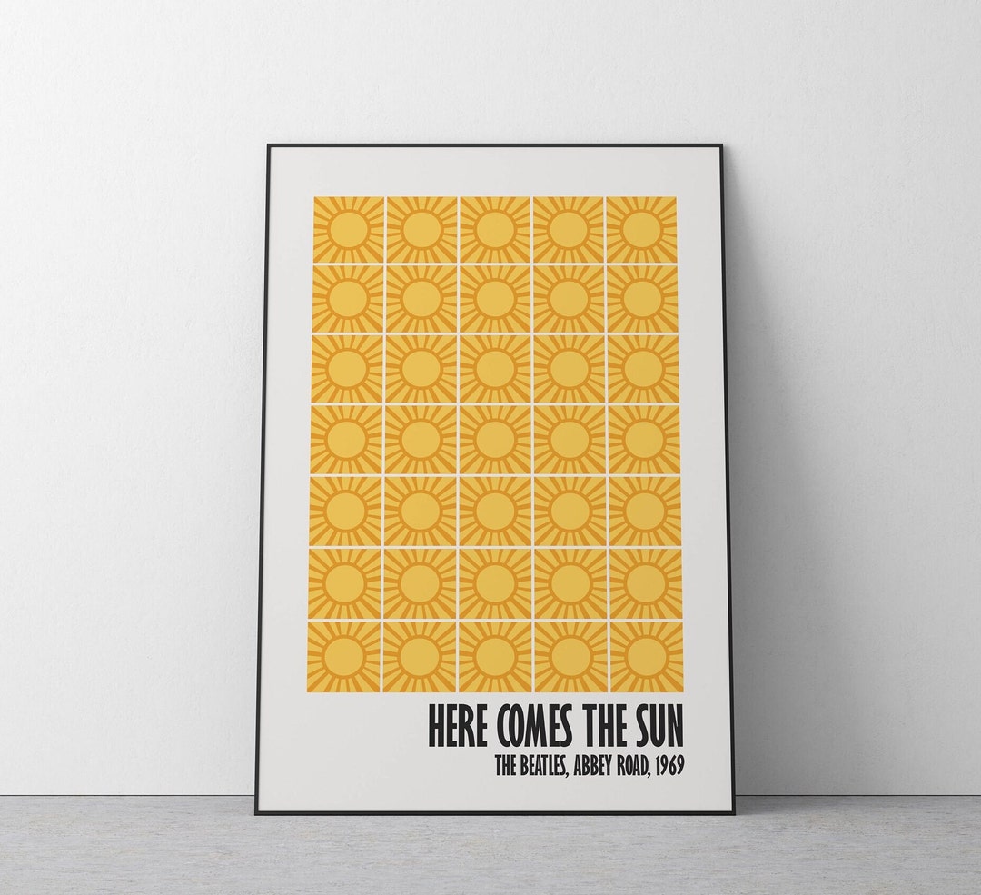 Beatles Here Comes the Sun Print, Beatles Retro Poster, Sun Boho Home ...