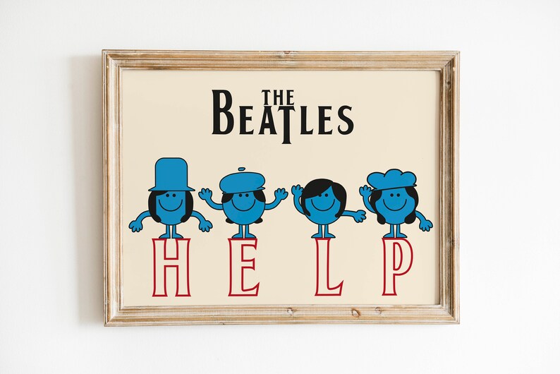 The Beatles Help Album Inspired Print Retro Vintage Music Art | Etsy
