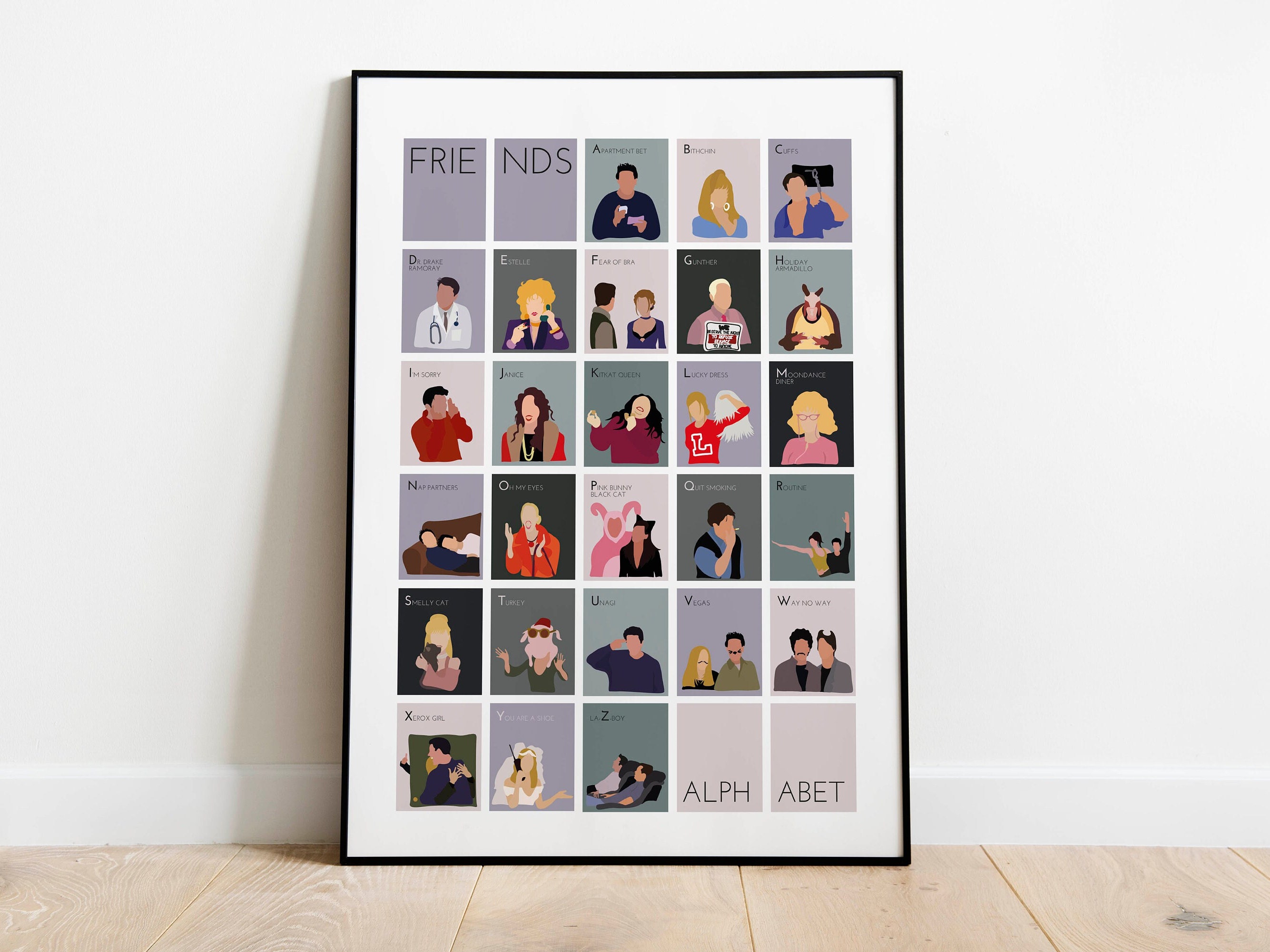 Abc's of Friends TV Show Alphabet Poster Friends Digital Art Print ...