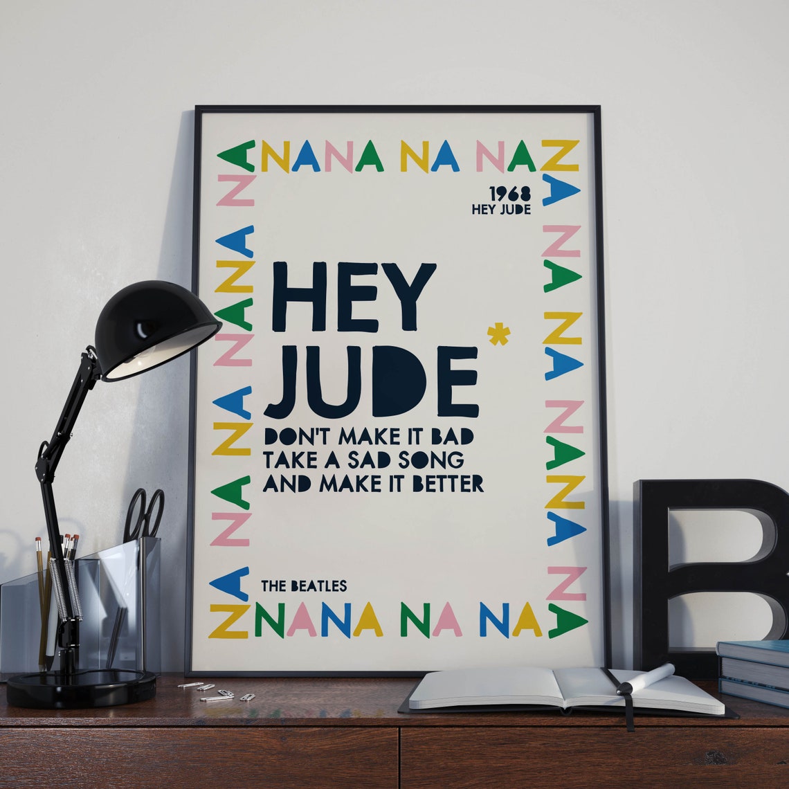 Hey Jude Lyrics Poster: Colorful Rock Music Art - Etsy