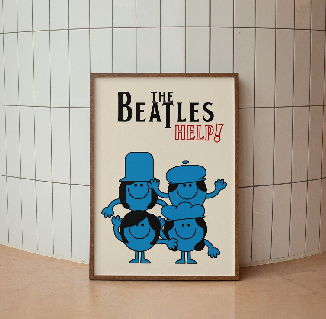 The Beatles Help Album Inspired Print, Retro Vintage Music Art Poster ...