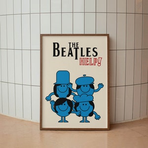 The Beatles Help Album Inspired Print, Retro Vintage Music Art Poster ...