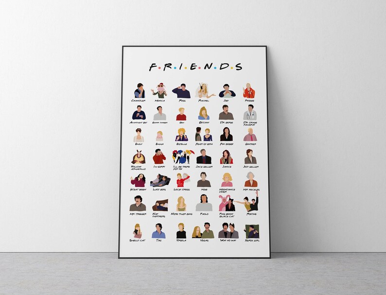 Friends TV Show Alphabet Poster: Iconic Characters ABC Print (digital ...