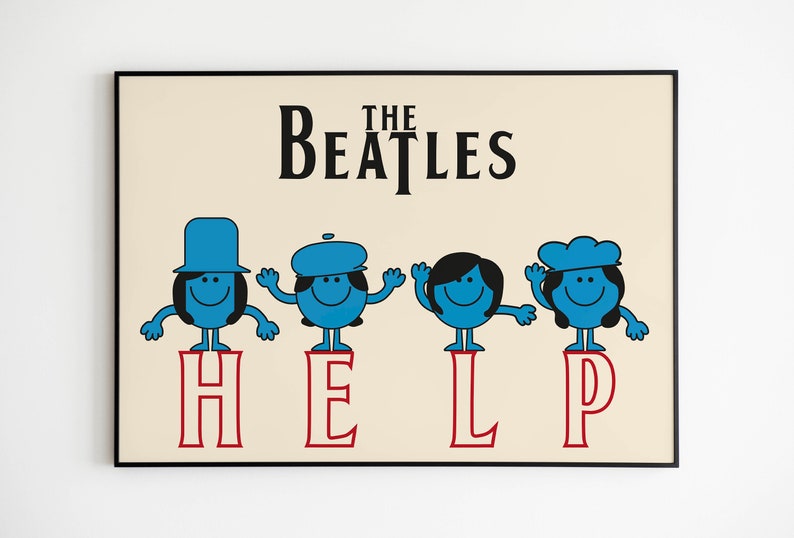 The Beatles Help Album Inspired Print Retro Vintage Music Art | Etsy