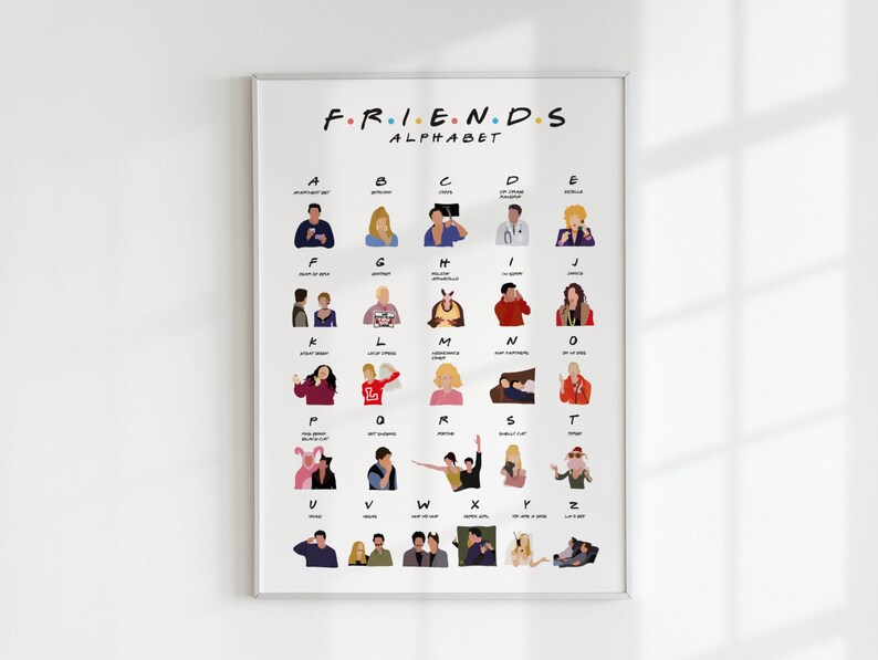 Friends TV Show Alphabet Poster Digital Download Abc's of Friends ...