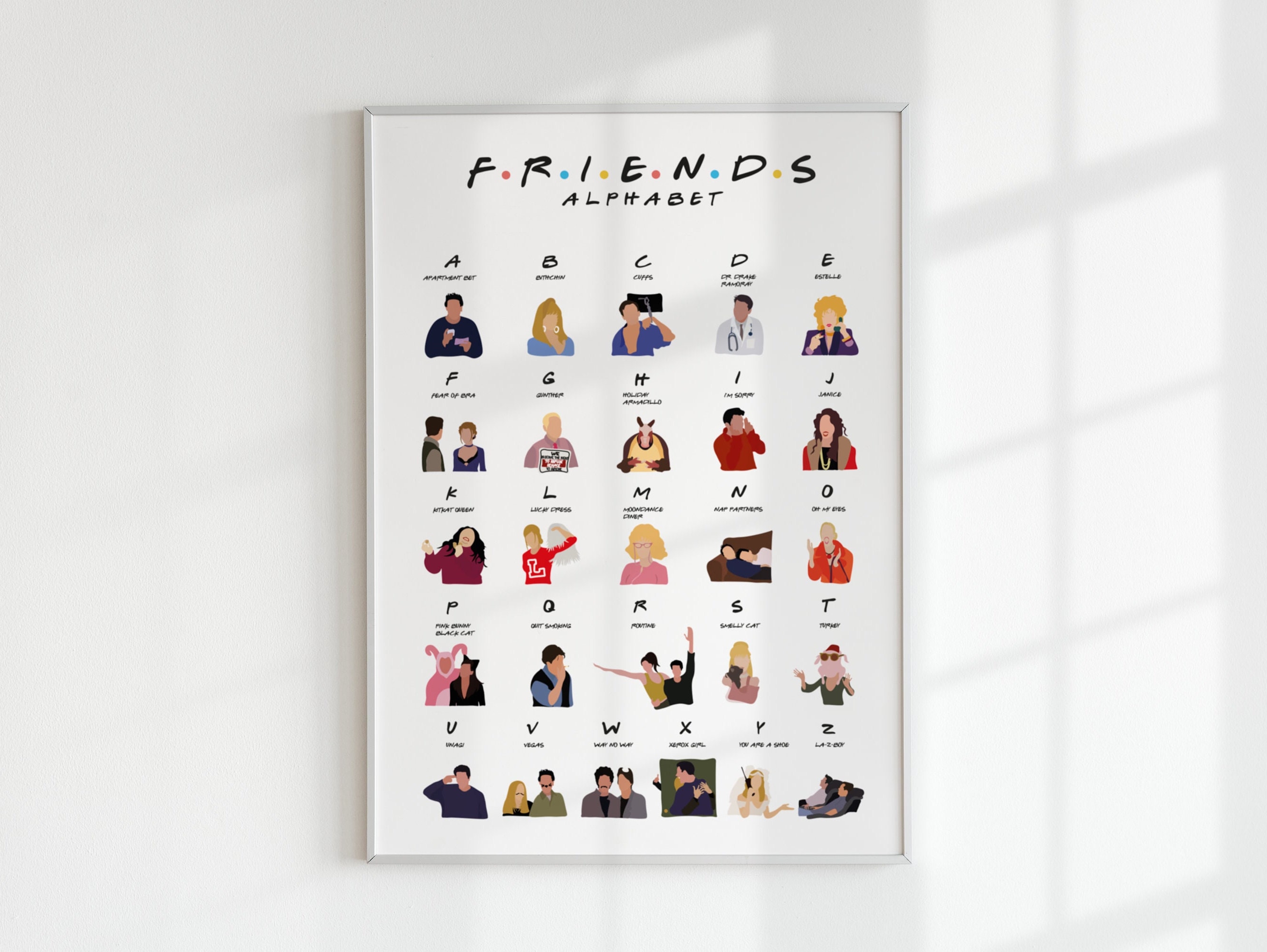 Friends TV Show Alphabet Poster Digital Download Abc's of Friends ...