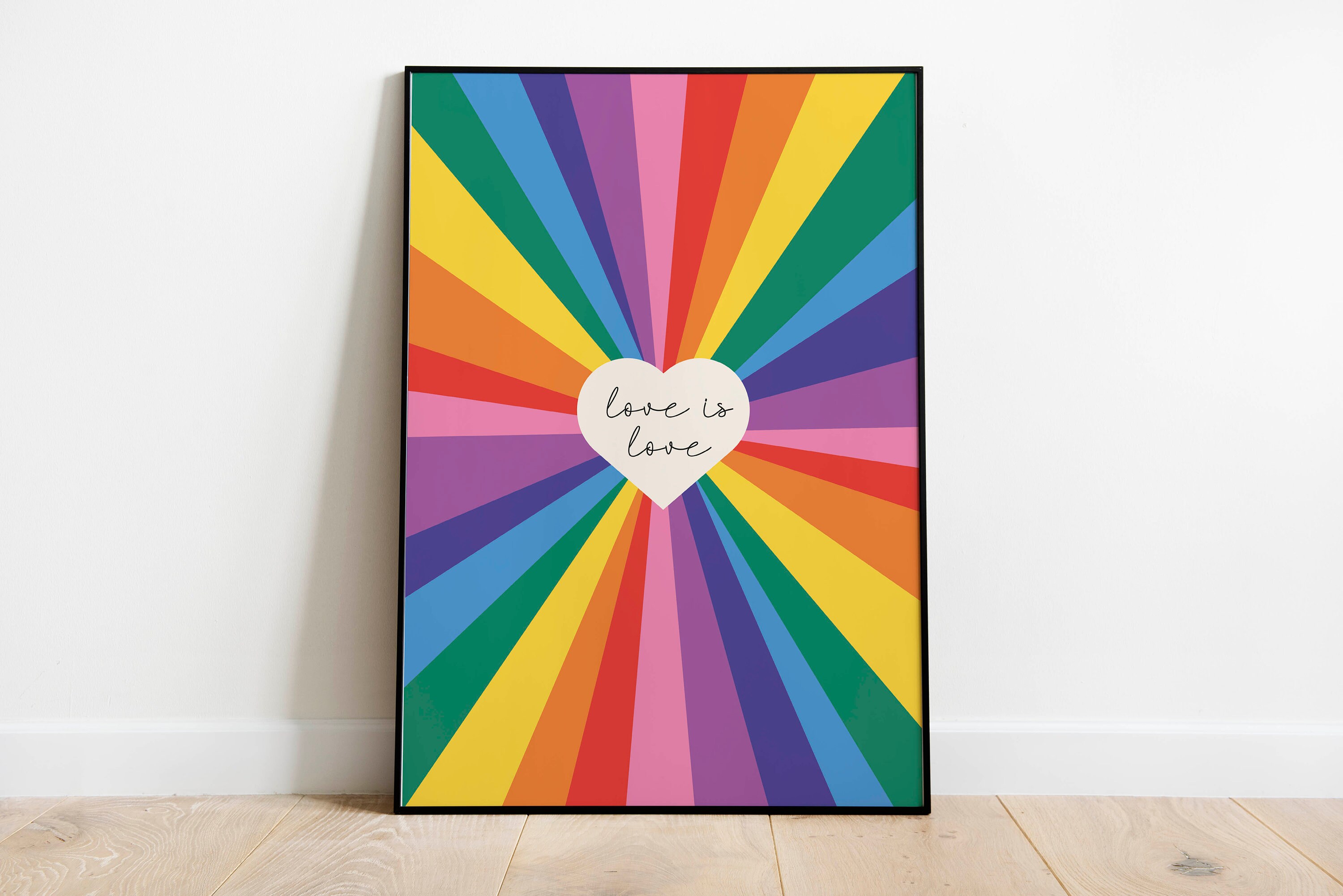 Love is Love Poster, LGBTQ Pride Retro Wall Art, Colorful Rainbow Print ...