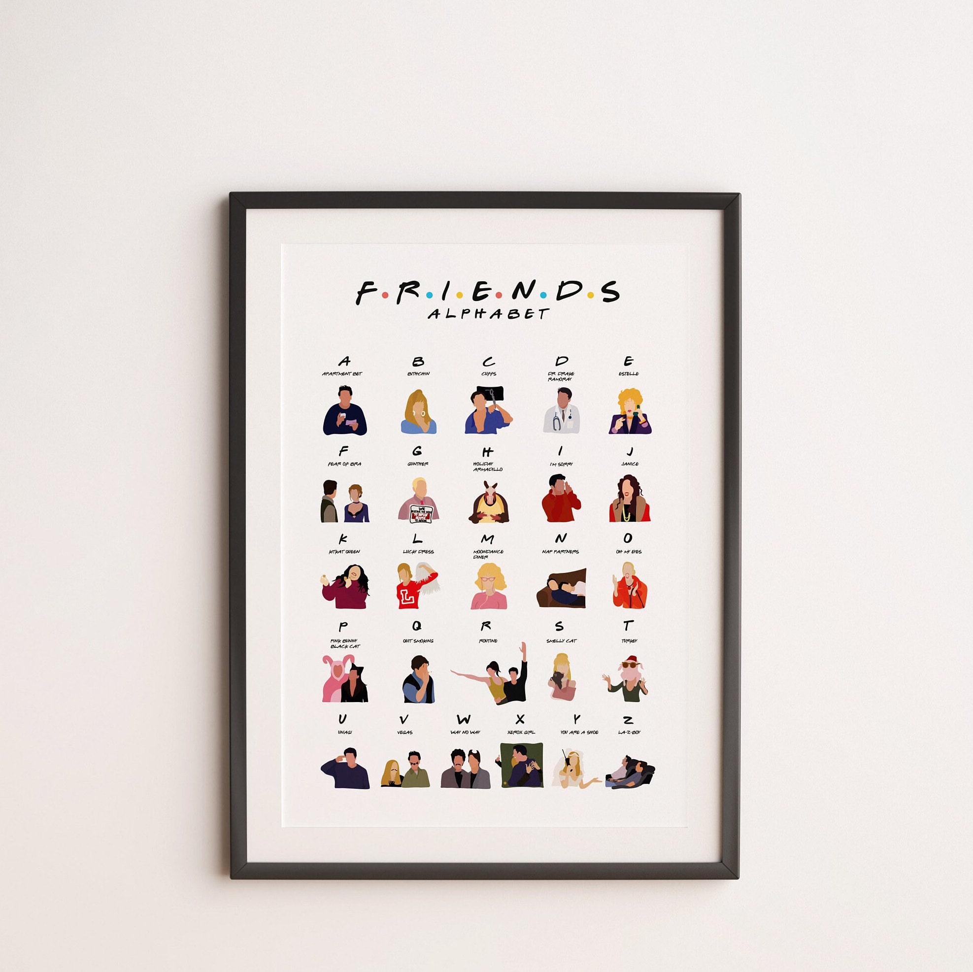 Friends TV Show Alphabet Poster