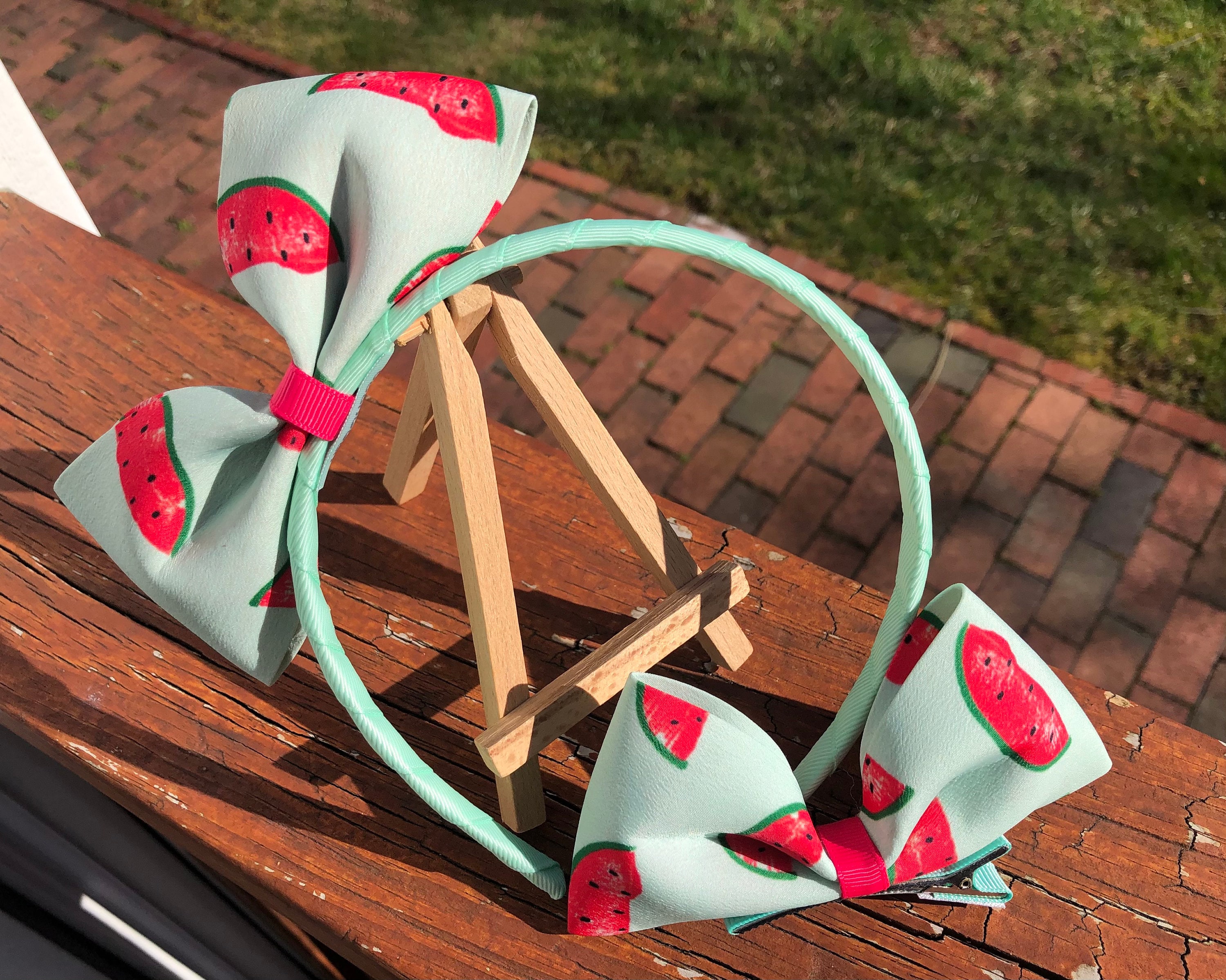 Girls Big Bow Cactus, Watermelon, Banana Headband / Hair Clip, Bow Hard ...