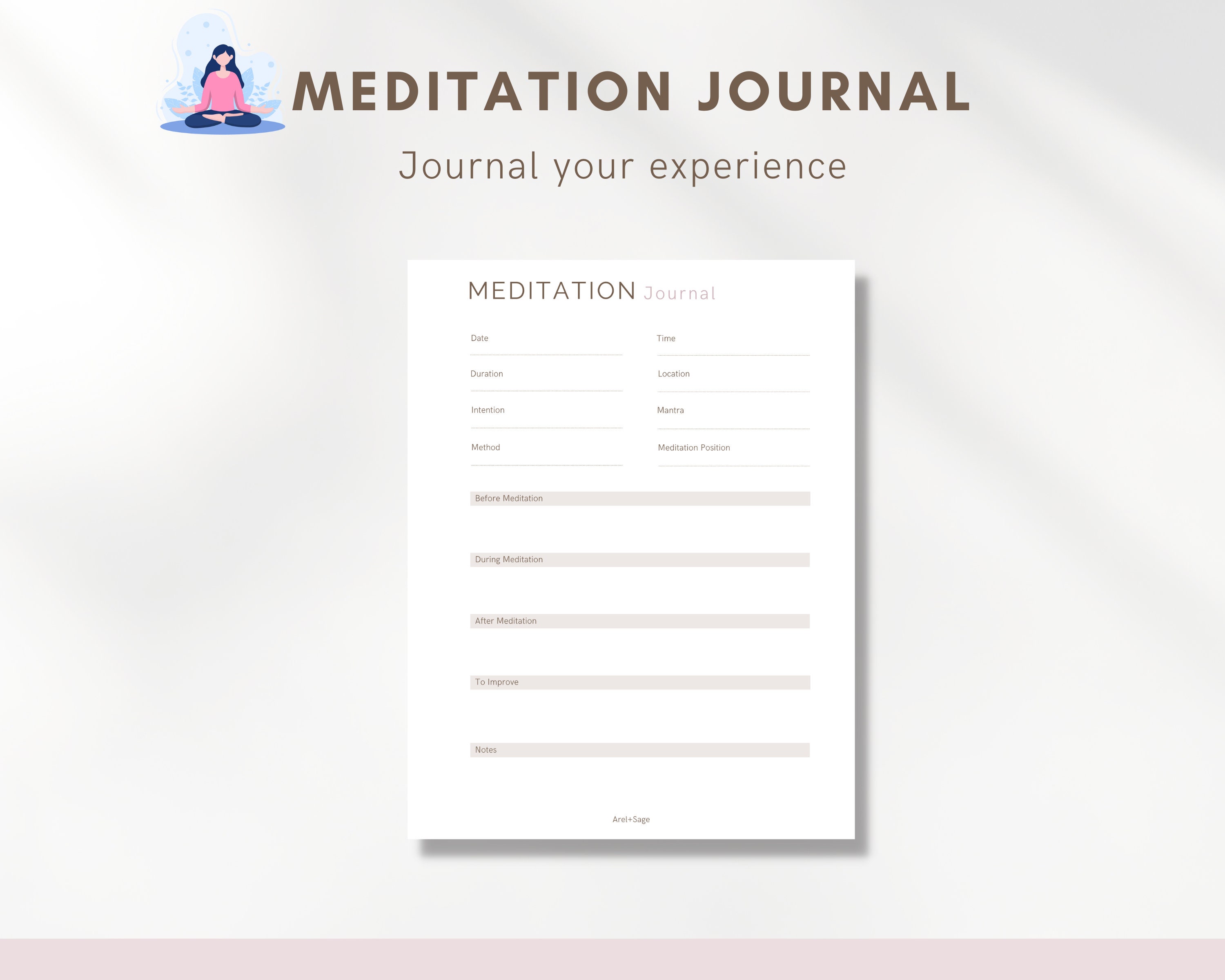 Meditation Tracker and Meditation Journal for Self Care, Wellness and ...