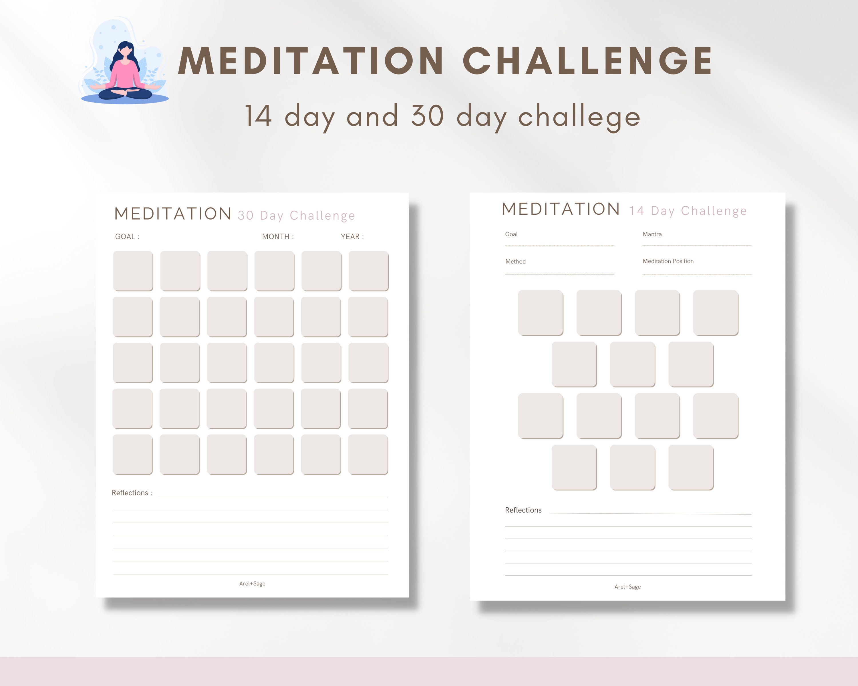 Meditation Tracker and Meditation Journal for Self Care, Wellness and ...