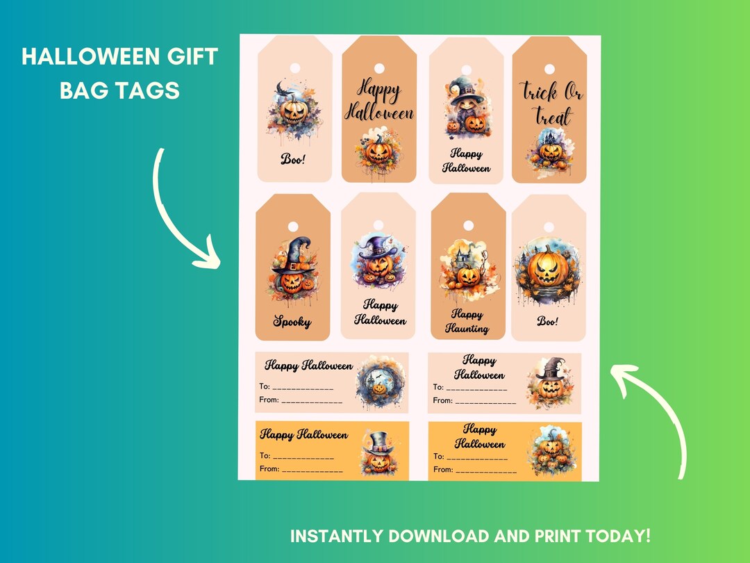 Printable Halloween Hang Tags Halloween Favor Tags Printable Halloween ...