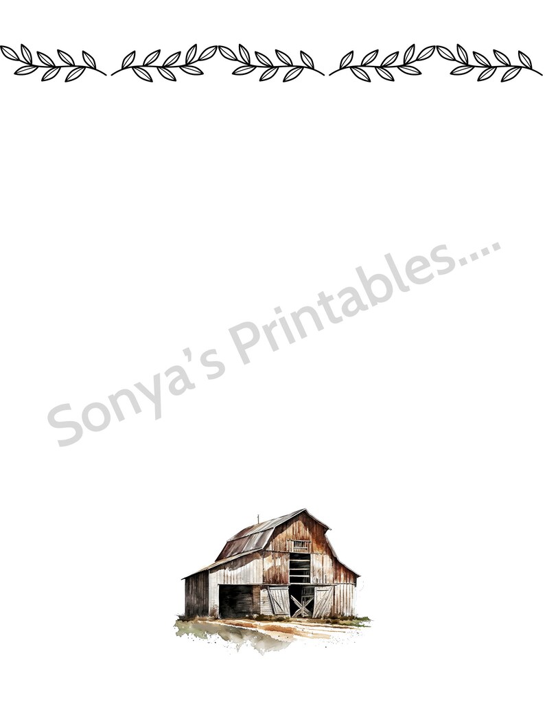 Printable Farming Stationery | Tractor Writing Paper | Old Barn Note ...