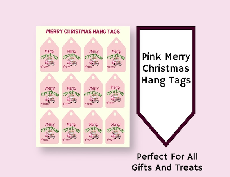Printable Pink Christmas Hang Tags Pink Holiday Gift Tags Printable ...