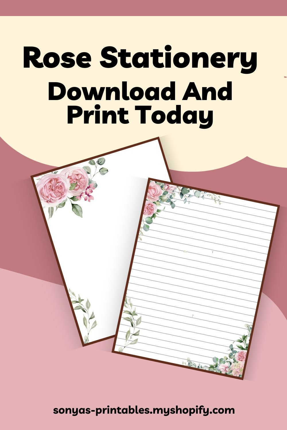Printable Rose Stationery Floral Stationery Printable Rose - Etsy