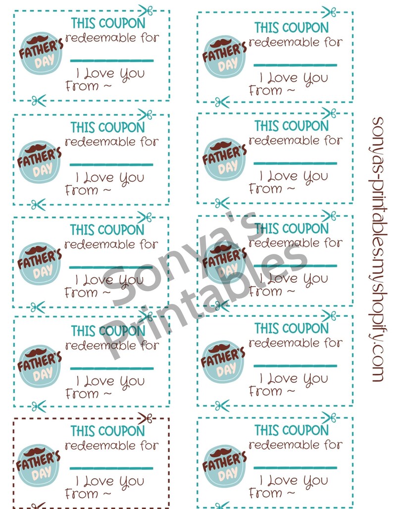 Father's Day Gift Tags | Printable Father's Day Coupon Book | Coupon ...