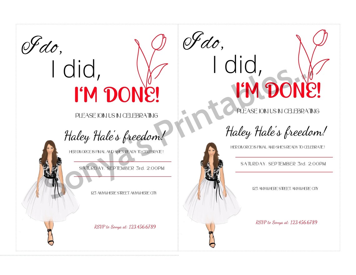 Personalized Divorce Party Invitations | Printable Divorce Celebration ...