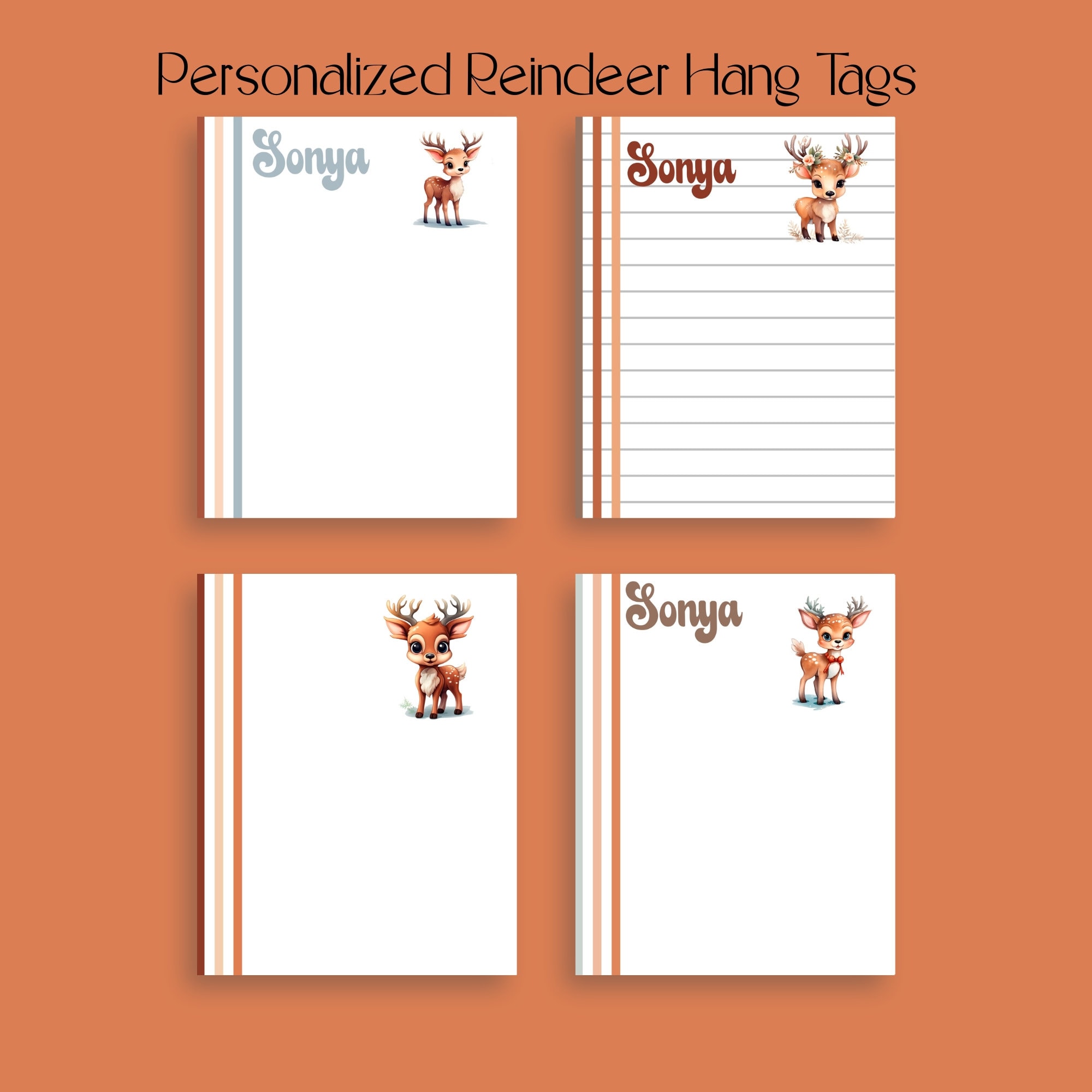Personalized and Printable Reindeer Stationery Personalized Reindeer ...