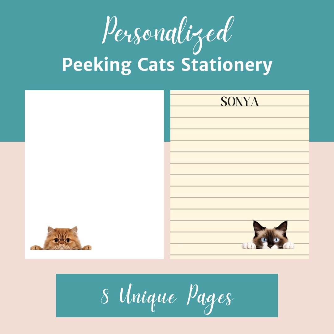 Personalized Peeking Cat Stationery | Printable Peeking Cat Writing ...