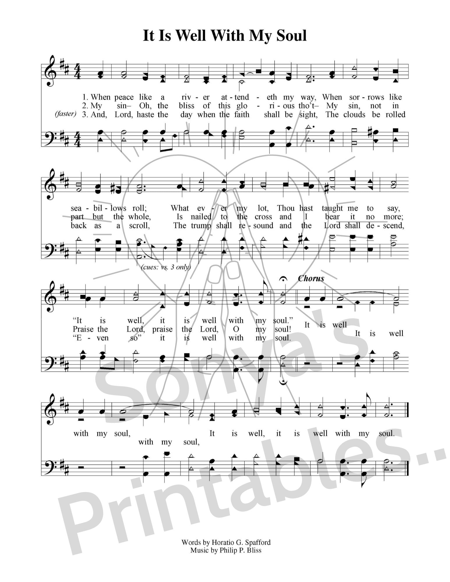It is Well Hymnal Printable Wall Art It is Well Sheet Music Wall Decor ...