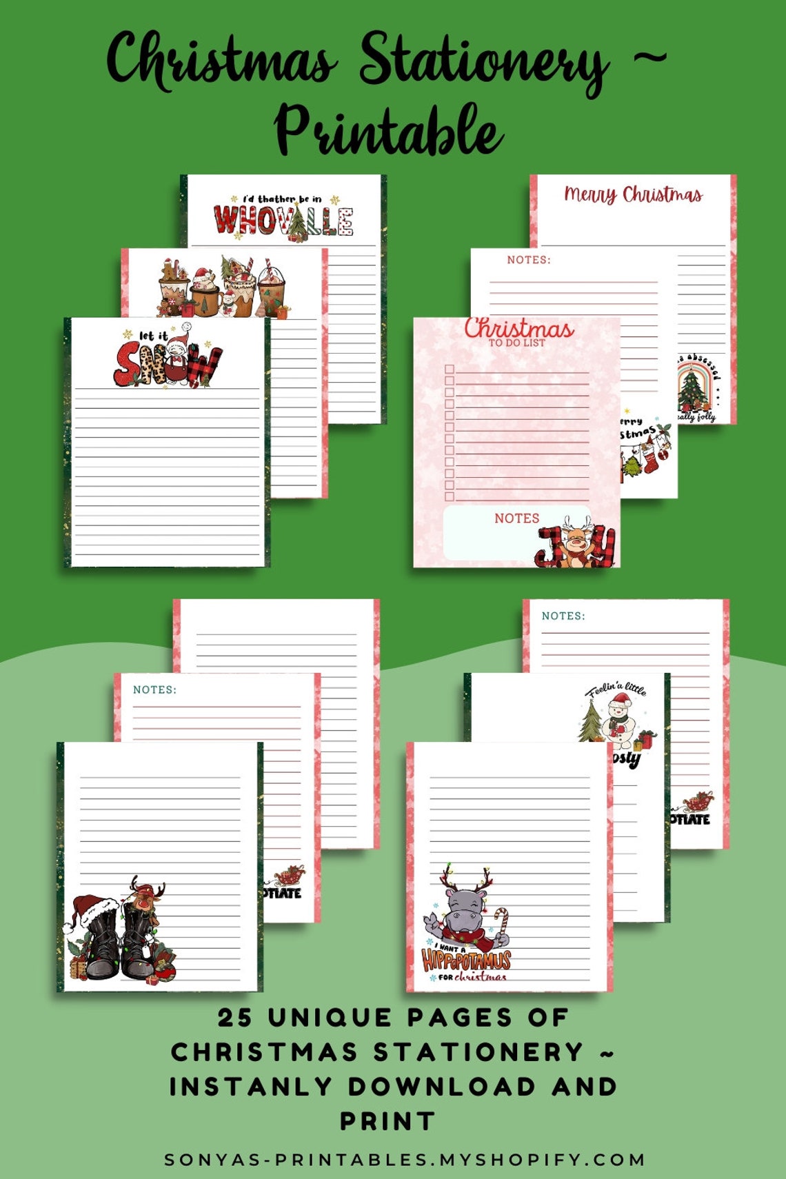 Printable Christmas Stationery Printable Holiday Stationery Christmas ...