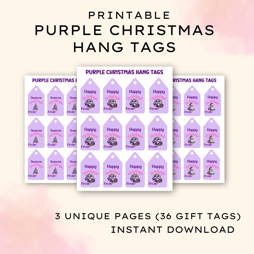 Printable Purple Christmas Hang Tags | Purple Holiday Gift Tags ...