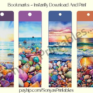 Rainbow Beach Bookmarks | Printable Rainbow Seashell Bookmarks ...