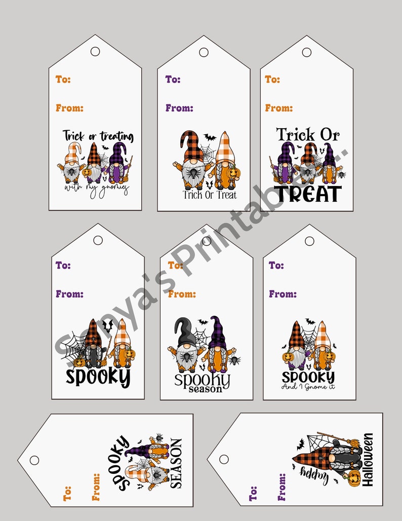 Printable Halloween Gnome Gift Tags Printable Halloween Hang Tags ...