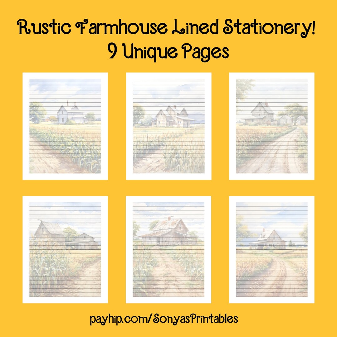 Rustic Farmhouse Lined Stationery | Printable Farmhouse Lined Writing ...