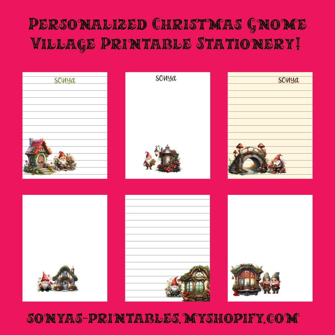 Printable and Personalized Gnome Christmas Village Stationery ...